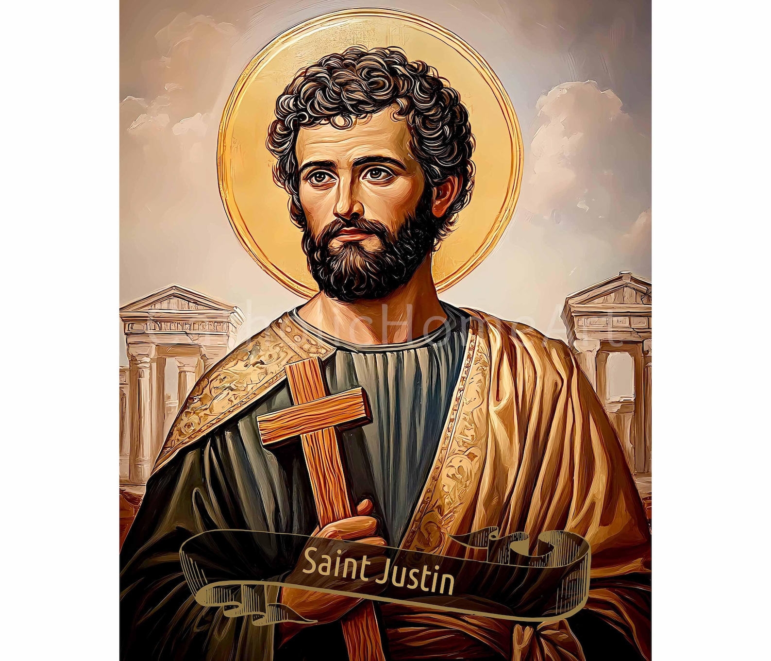 Saint Justin Martyr Printable Wall Art, St Justin the Philosopher Print ...