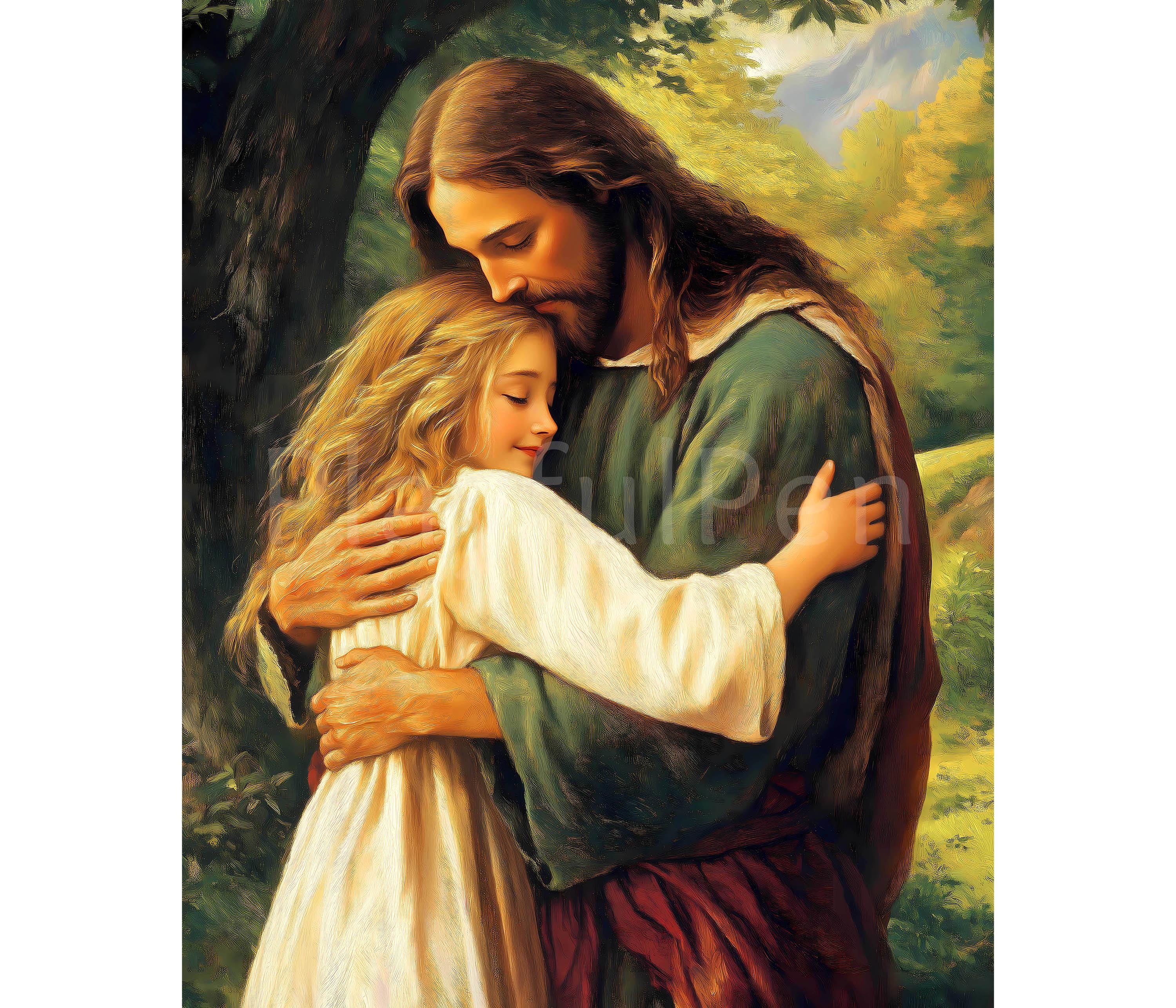Jesus Hugging a Girl Printable Poster, Jesus Hugging a Child Christian ...