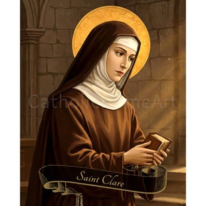 Saint Clare of Assisi Printable Wall Art Print, Christian Catholic ...