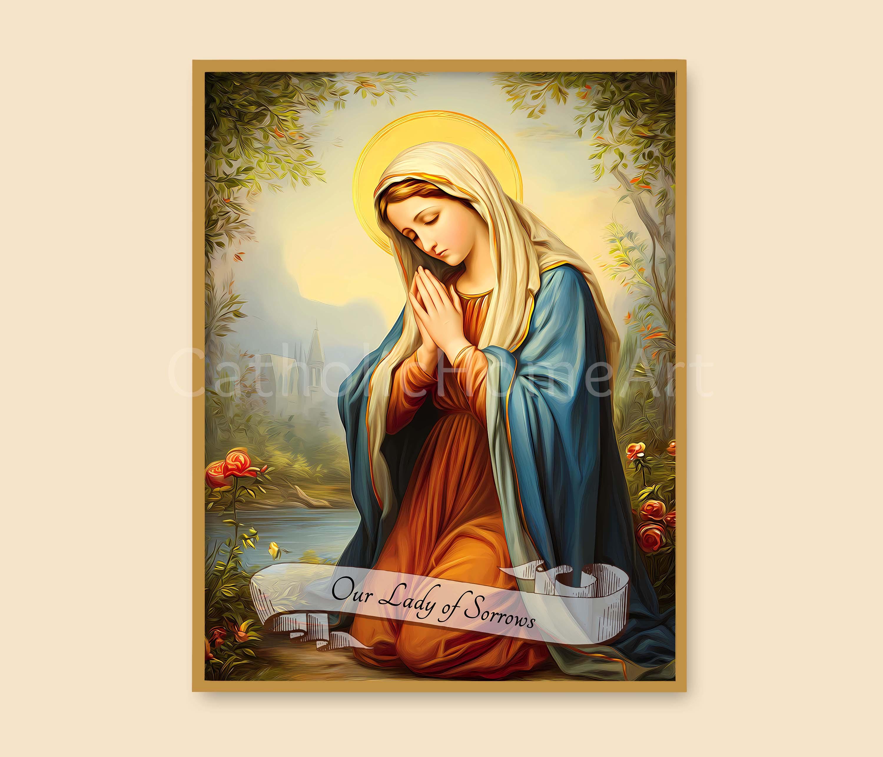 Our Lady of Sorrows Wall Art Printable, Sorrowful Virgin Mary Catholic ...