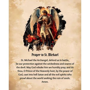 Prayer to St. Michael for Protection Printable Wall Art, Saint Michael ...
