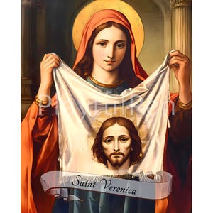 Saint Veronica Wall Art Printable, St Veronica Cloth With Jesus Face ...
