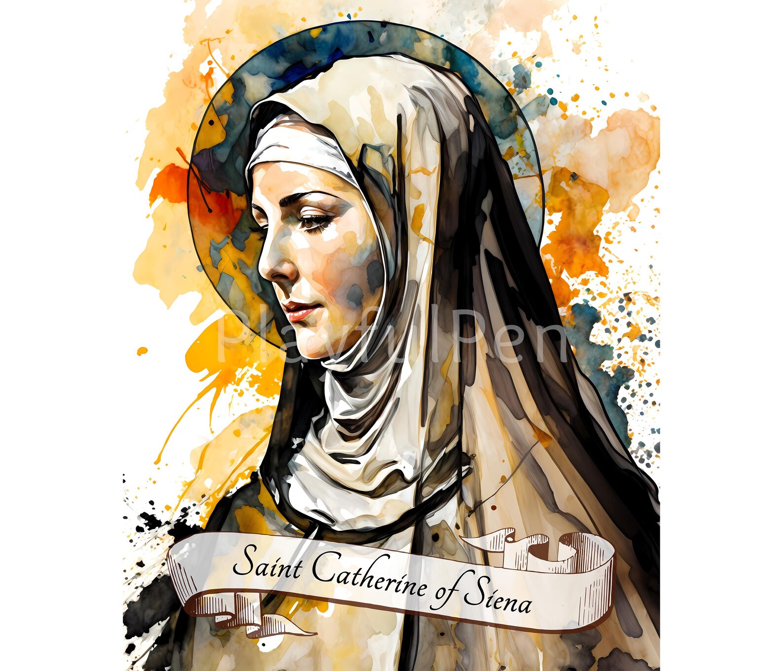 Saint Catherine of Siena Printable Wall Art Print, Digital Download ...