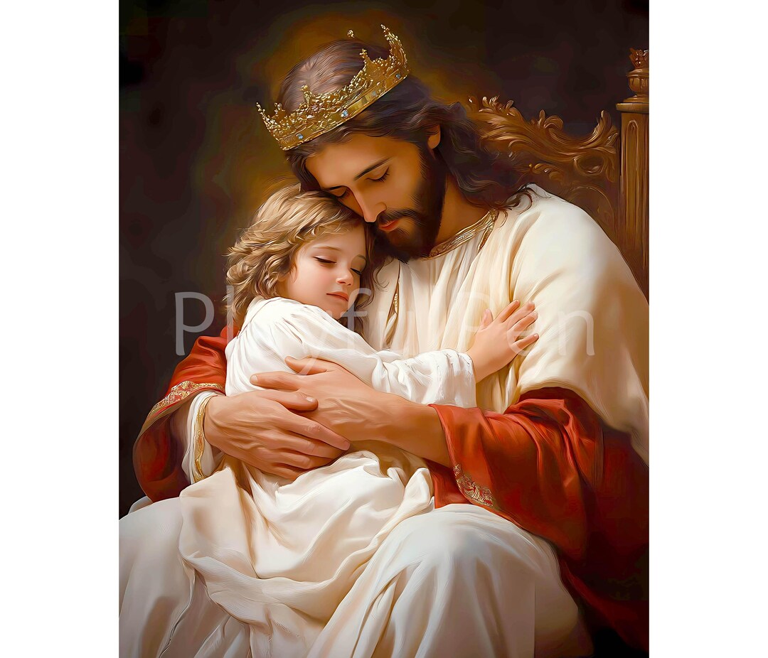 Jesus Comforting a Child Wall Art Printable Poster, Jesus With a ...