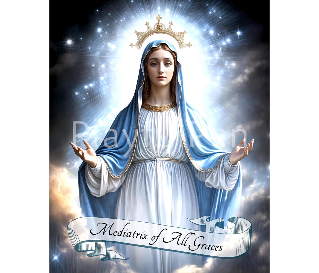 Mary Mediatrix of All Graces Printable Wall Art Print, Digital Download ...