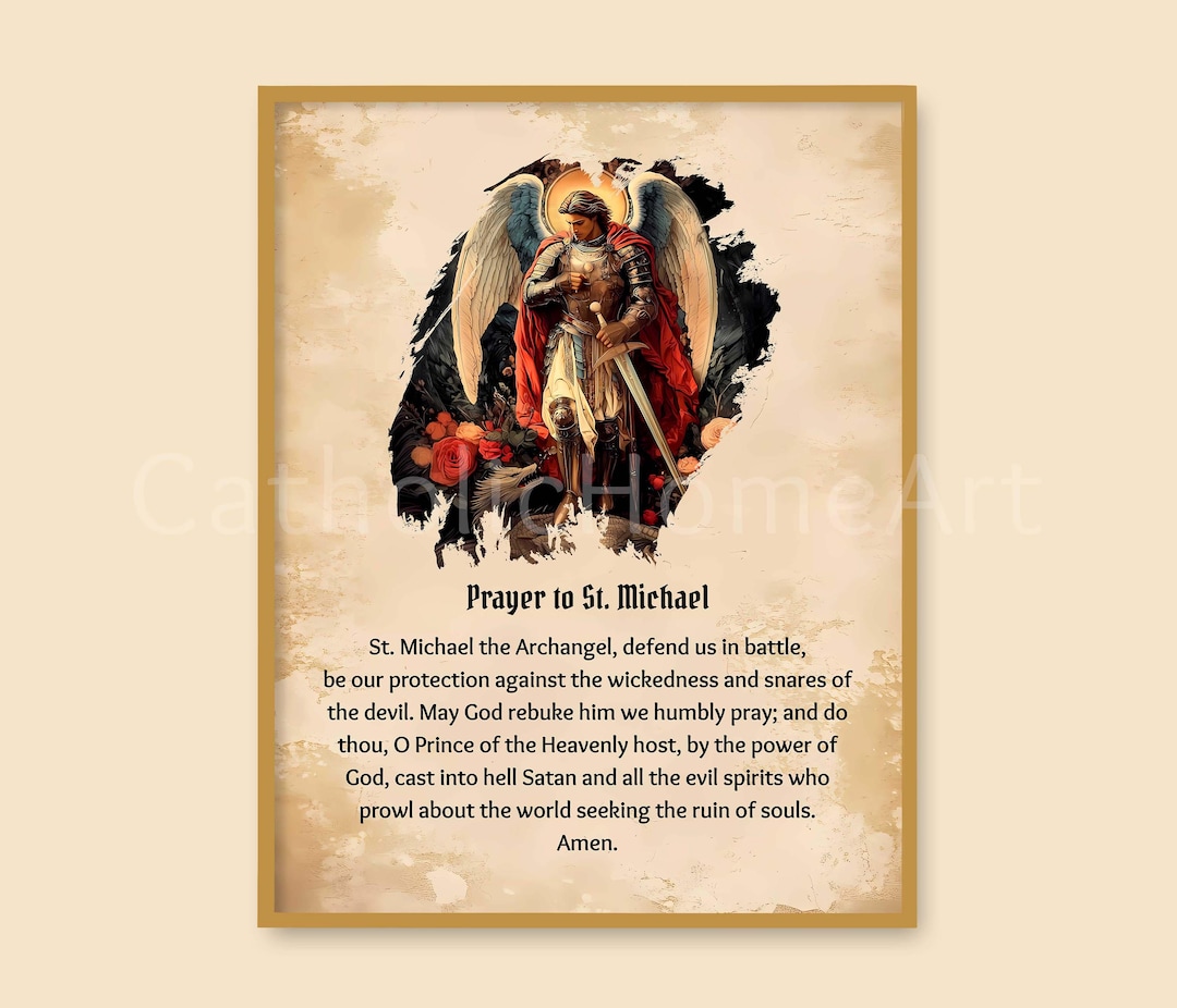 Prayer to St. Michael for Protection Printable Wall Art, Saint Michael ...