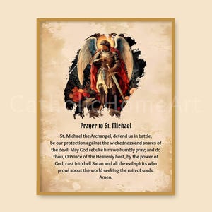 Prayer to St. Michael for Protection Printable Wall Art, Saint Michael ...