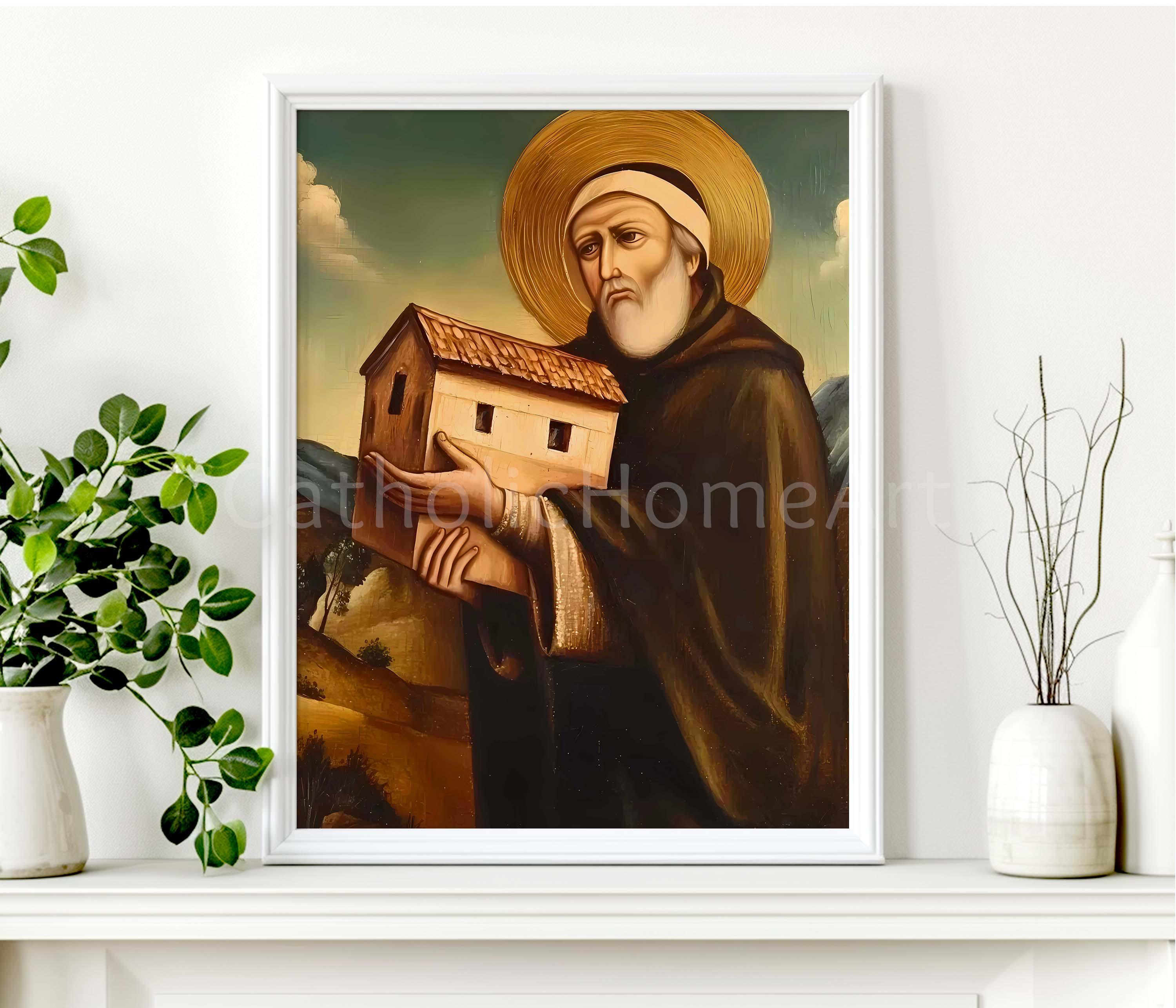 St Benedict Biscop Wall Art Printable, Saint Benedict Baducing Catholic ...