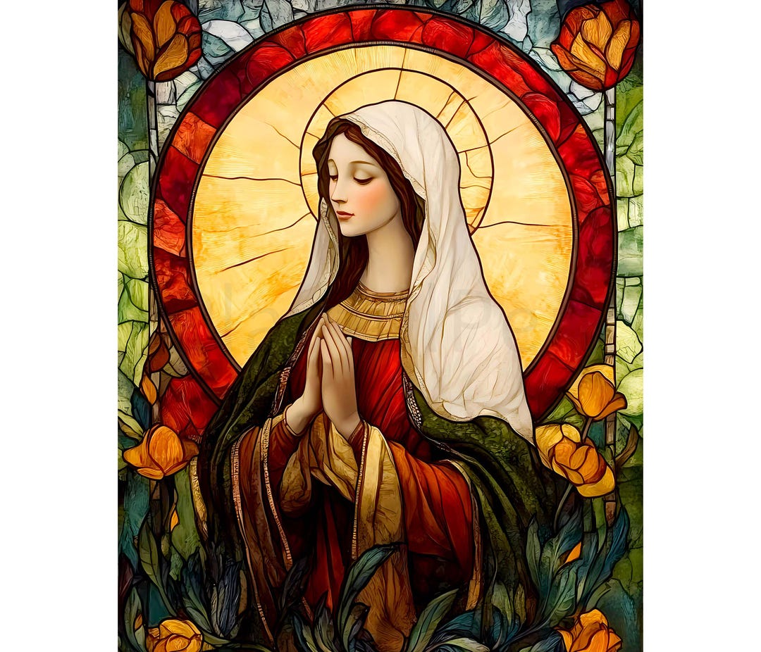Virgin Mary Art Nouveau Printable Wall Art, Christian Art Deco ...