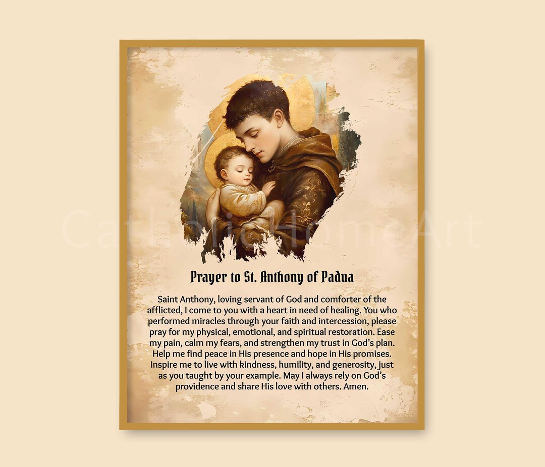 Prayer to St. Anthony of Padua Printable Wall Art, Saint Anthony Prayer ...