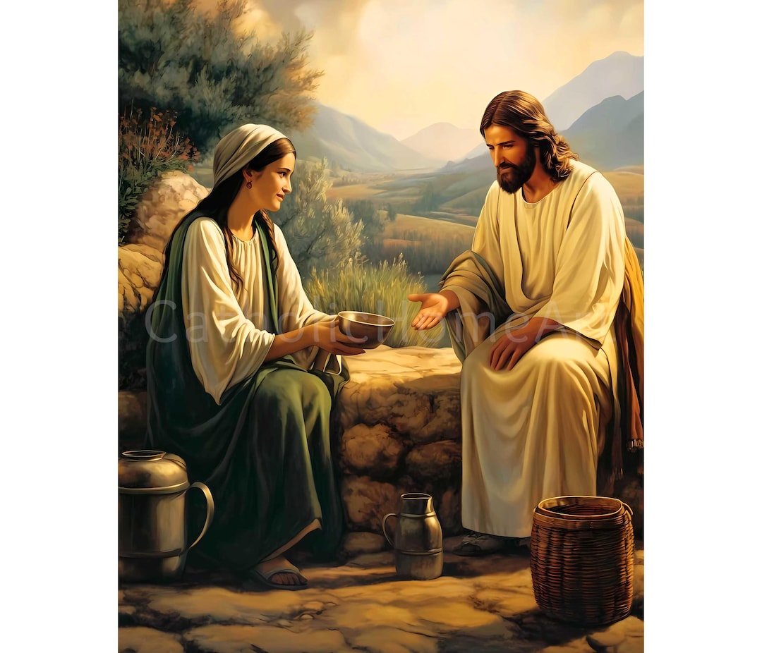 Conversation With Christ, Jesus and the Samaritan Woman Printable Wall ...