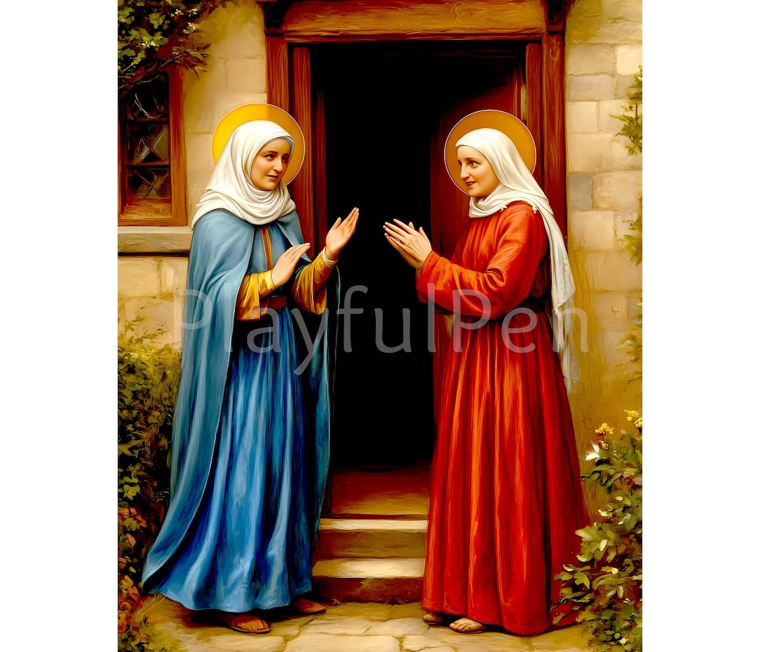 The Visitation of Mary to Elizabeth Wall Art Printable, Mary Visits ...