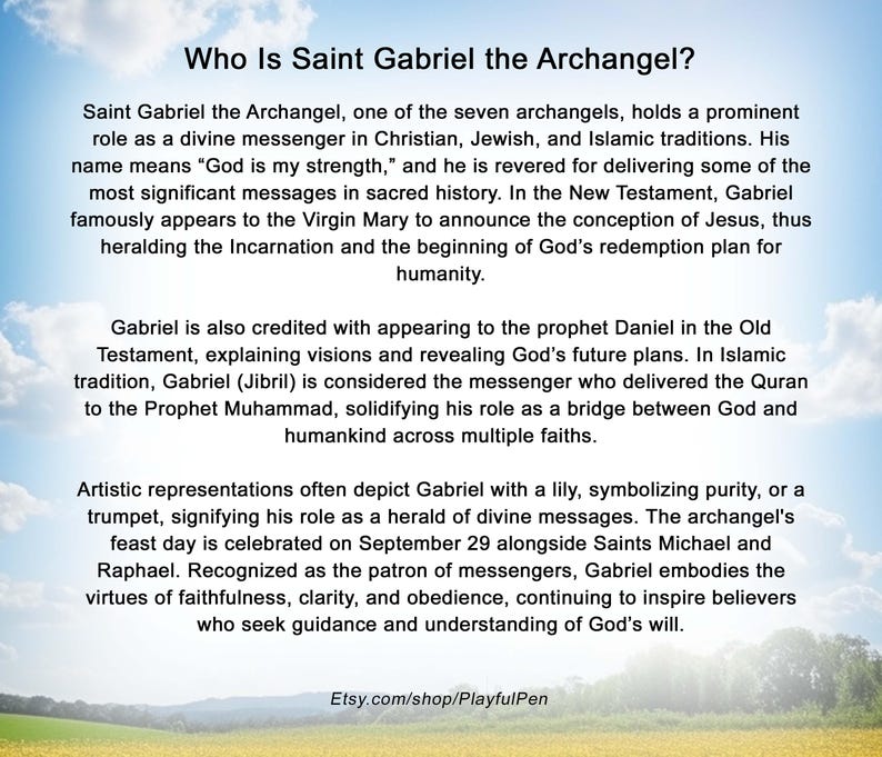 St Gabriel the Archangel Wall Art, Saint Gabriel Catholic Religious ...