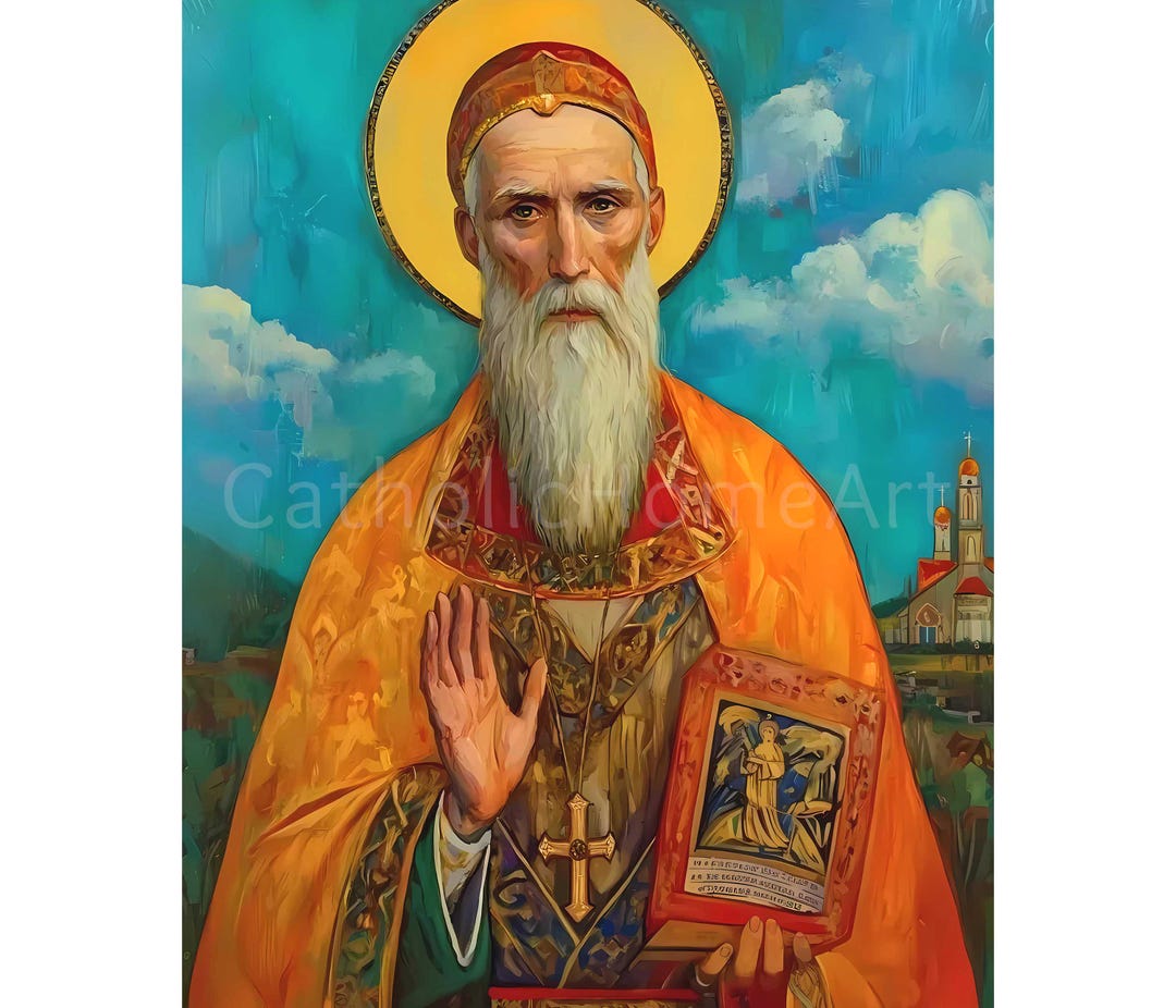 St. Aidan Printable Wall Art, Saint Aidan of Lindisfarne Picture ...
