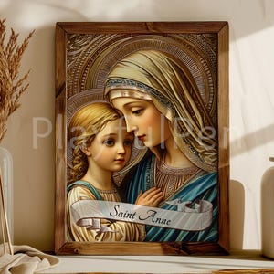 Saint Anne Mother of Mary Printable Wall Art Print, Holy Family Digital ...