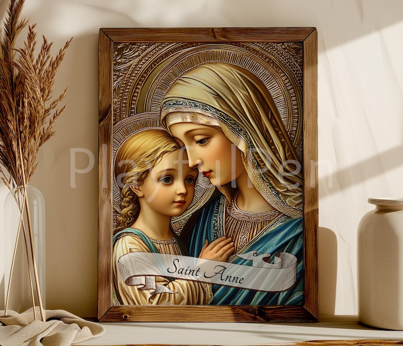 Saint Anne Mother of Mary Printable Wall Art Print, Holy Family Digital ...
