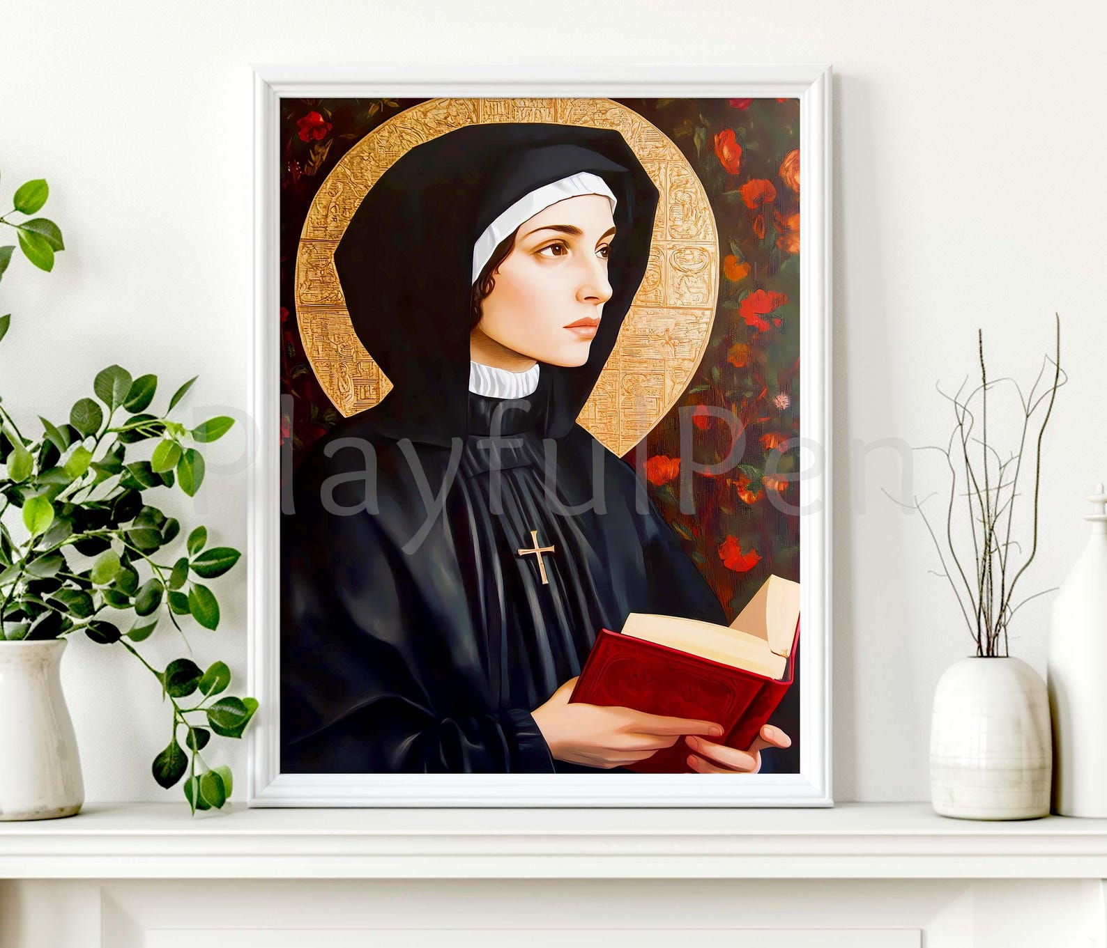Saint Elizabeth Ann Seton Wall Art, St Mother Seton Art Print, Catholic ...
