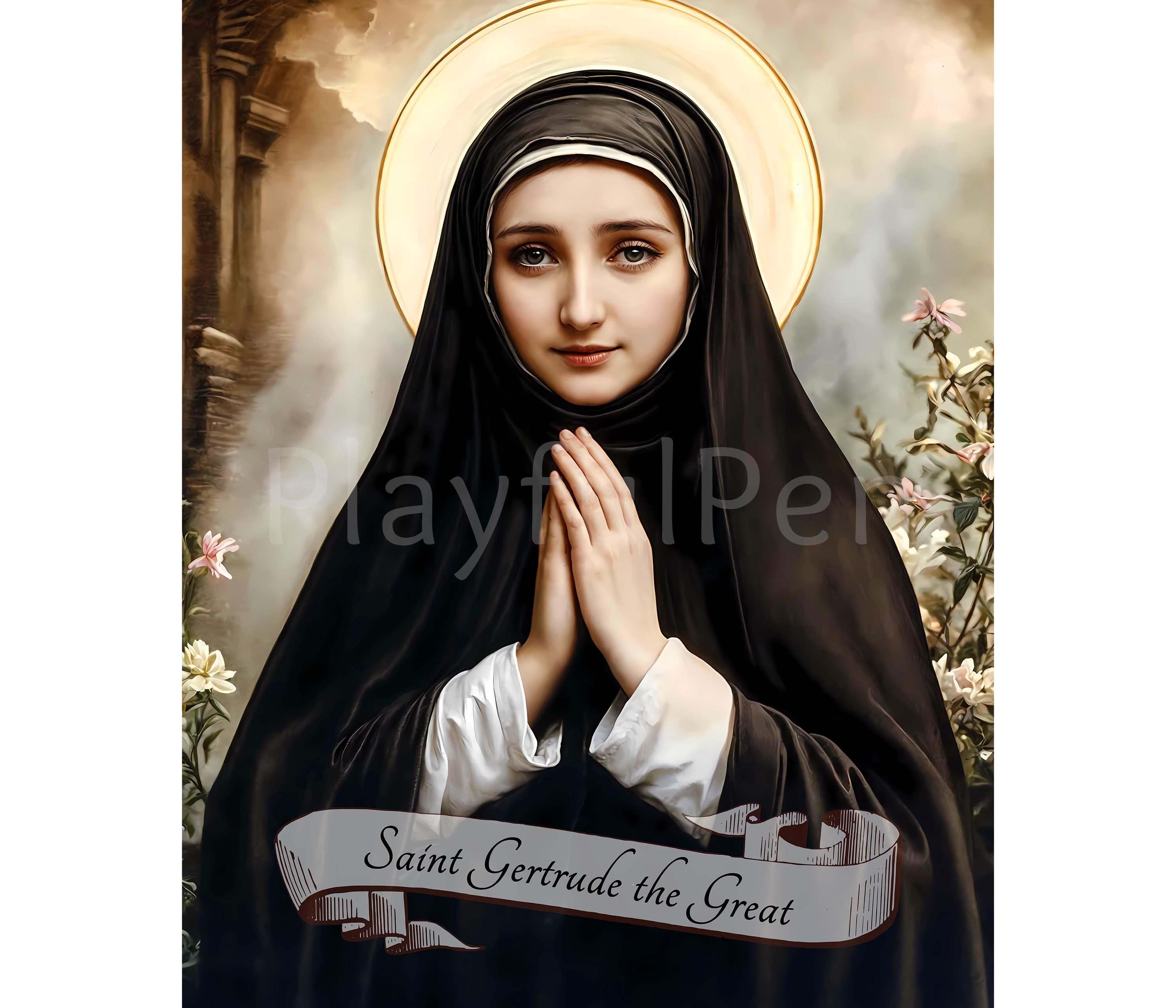 St Gertrude the Great Wall Art Printable, Saint Gertrude Christian ...