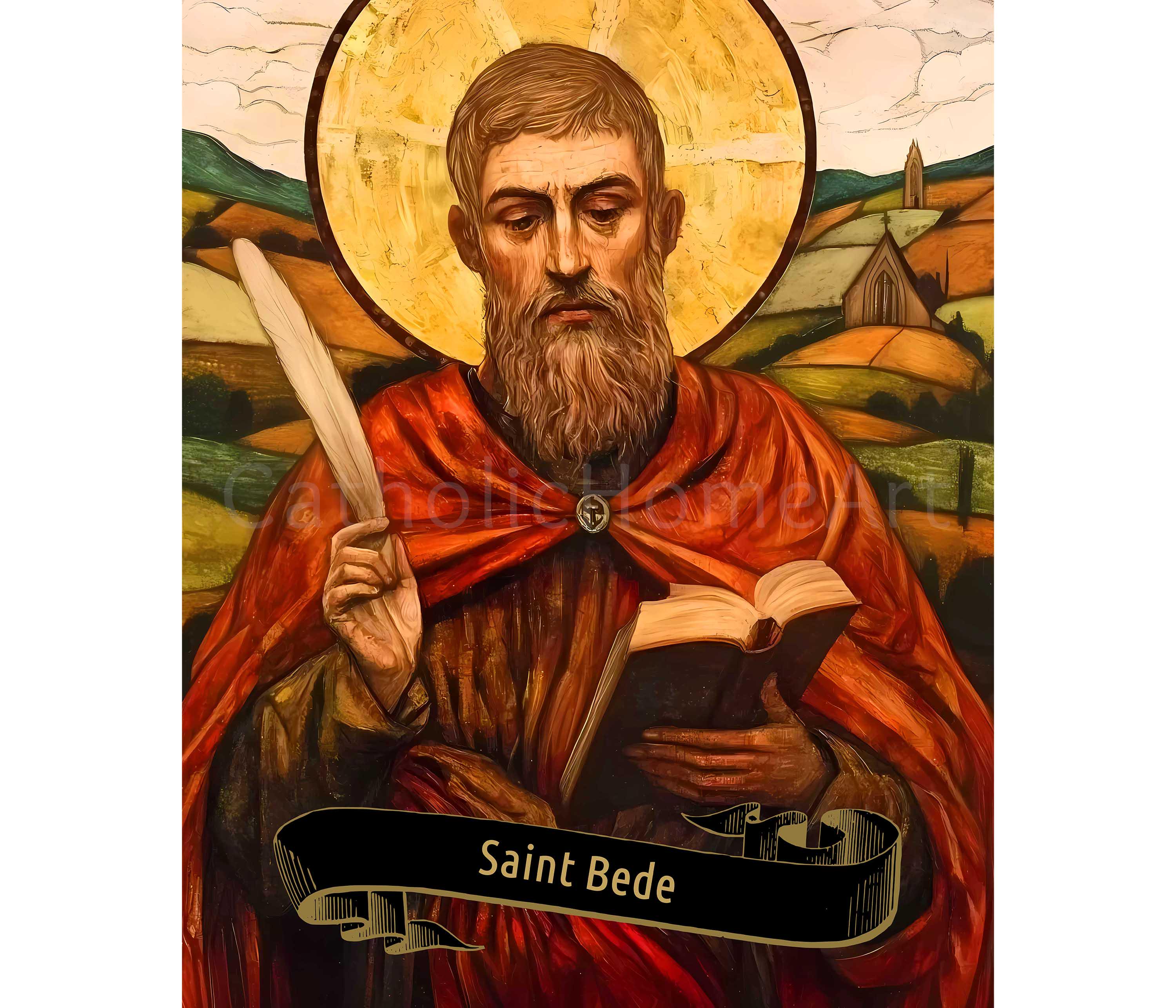 St Bede the Venerable Wall Art Printable, Saint Bede Catholic Wall Art ...