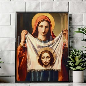 Saint Veronica Wall Art Printable, St Veronica Cloth With Jesus Face ...