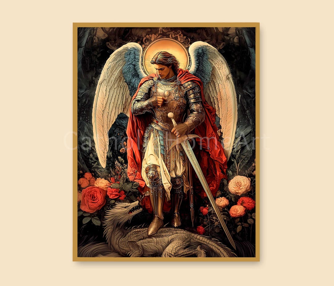 Saint Michael the Archangel Printable Wall Art, St Michael Catholic ...