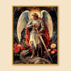 Saint Michael the Archangel Printable Wall Art, St Michael Catholic Poster Print, Christian ...