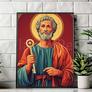 Keys of Saint Peter Printable Wall Art, St Peter Holding the Key to the ...
