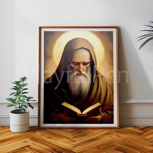 St Benedict of Nursia Wall Art Printable, Eastern Orthodox Religious ...