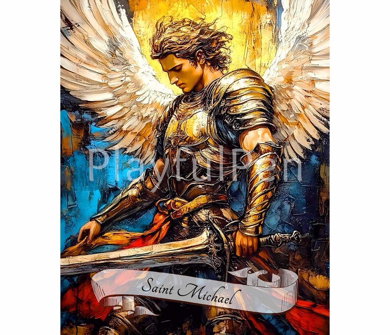 Michael the Archangel Printable Wall Art, St Michael Catholic Poster ...