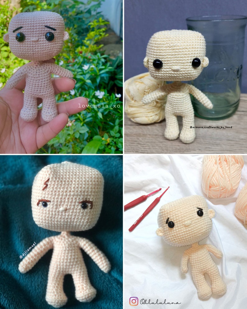 Square-head Chibi Amigurumi Body Base - Etsy