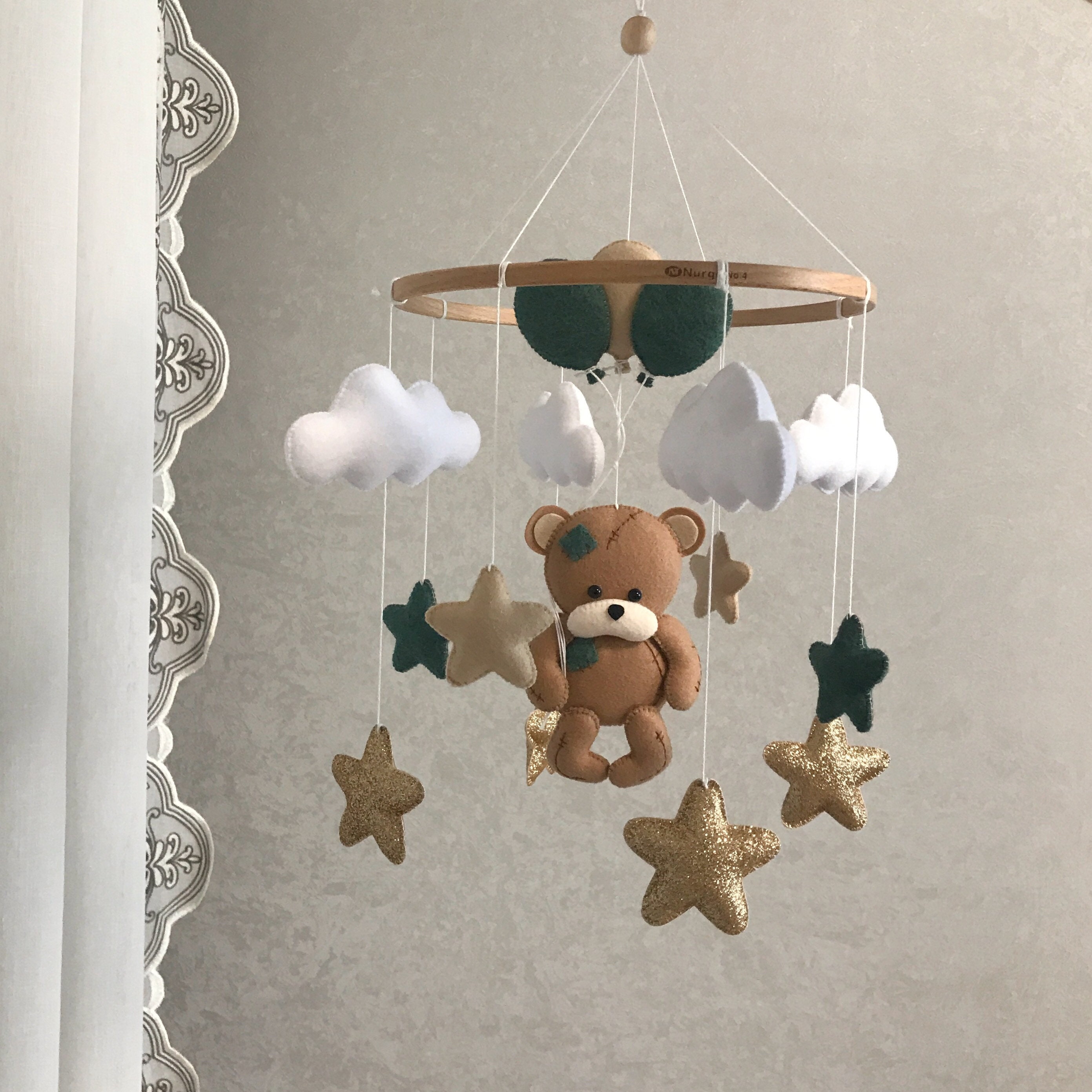 Neutral Mobile Baby. Teddy Bear Mobile. Unisex Nursery Decor. - Etsy