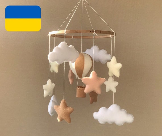 Hot Air Balloon Mobile for Neutral Nursery Beige and Ivory. - Etsy
