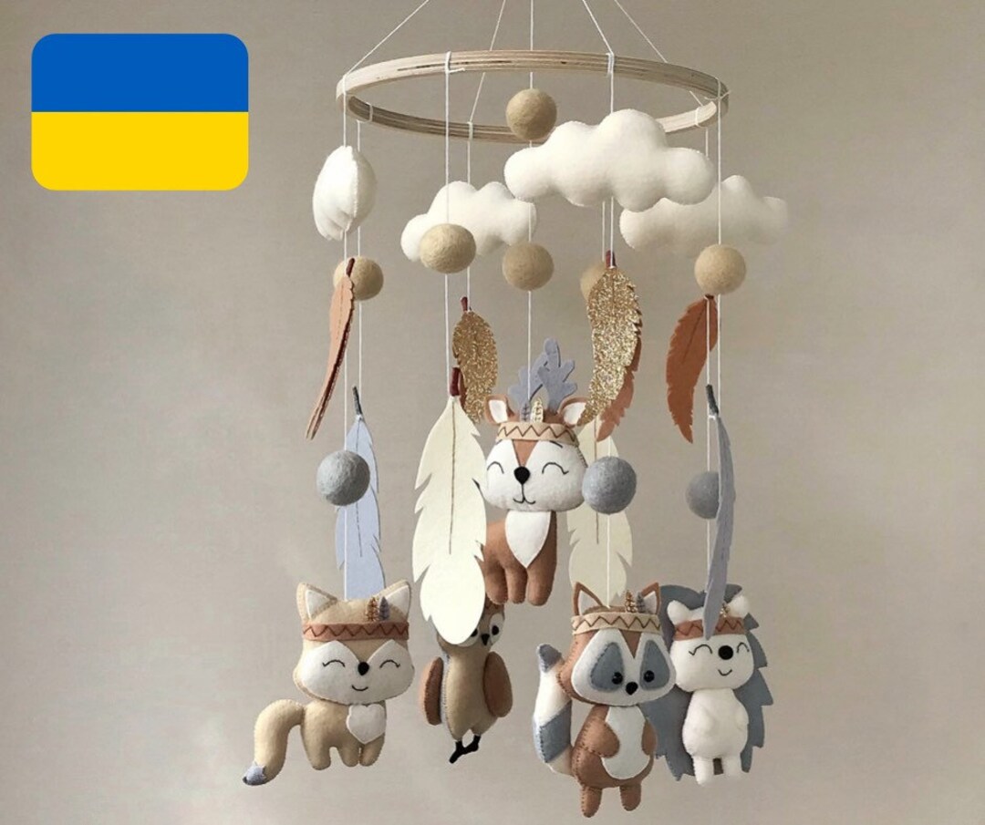Baby mobile Waldtiere. Woodland Kinderzimmer Mobile Junge. Boho Mobile ...