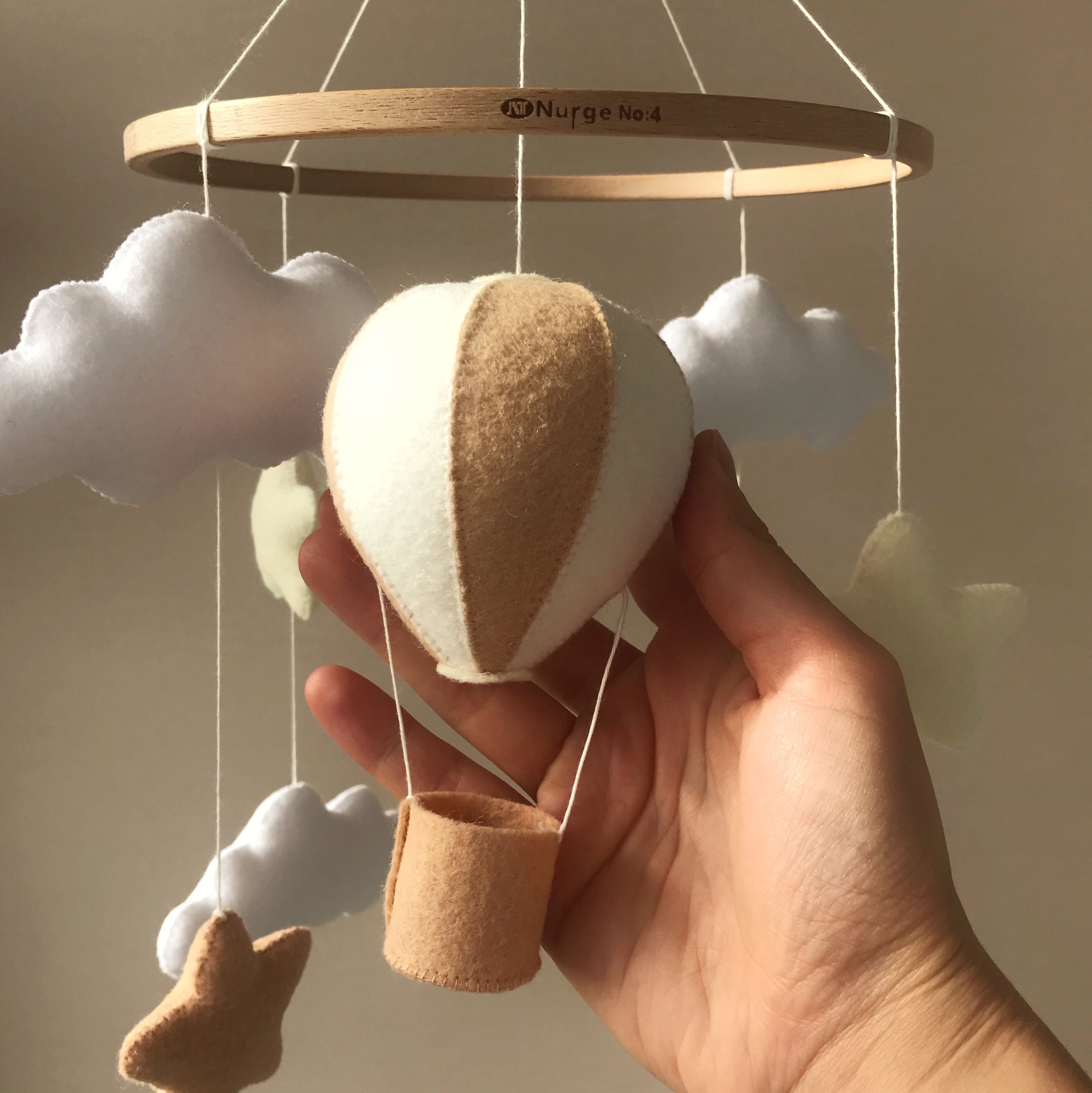 Hot Air Balloon Mobile for Neutral Nursery Beige and Ivory. - Etsy