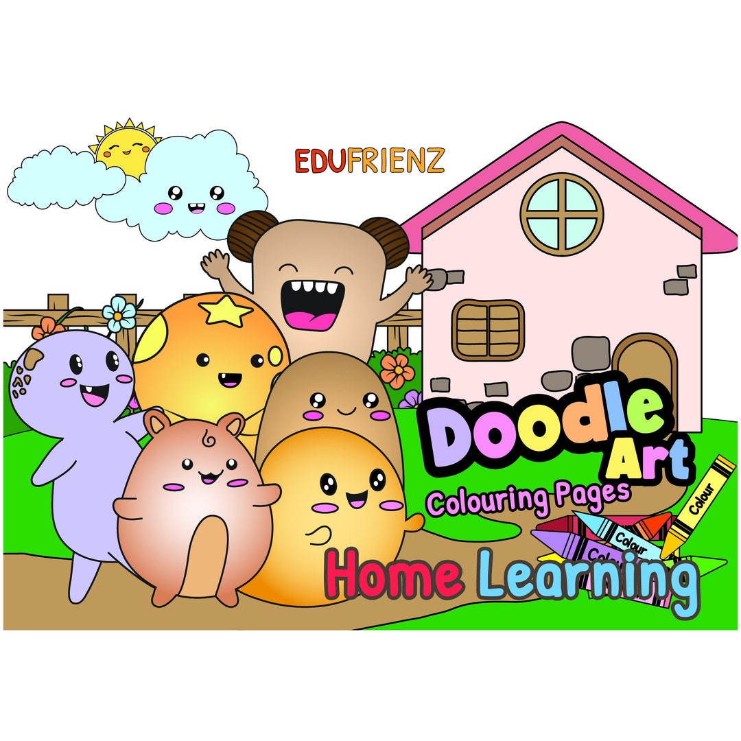 Fun and Educational Children Doodle Colouring Pages Bundle for Home ...