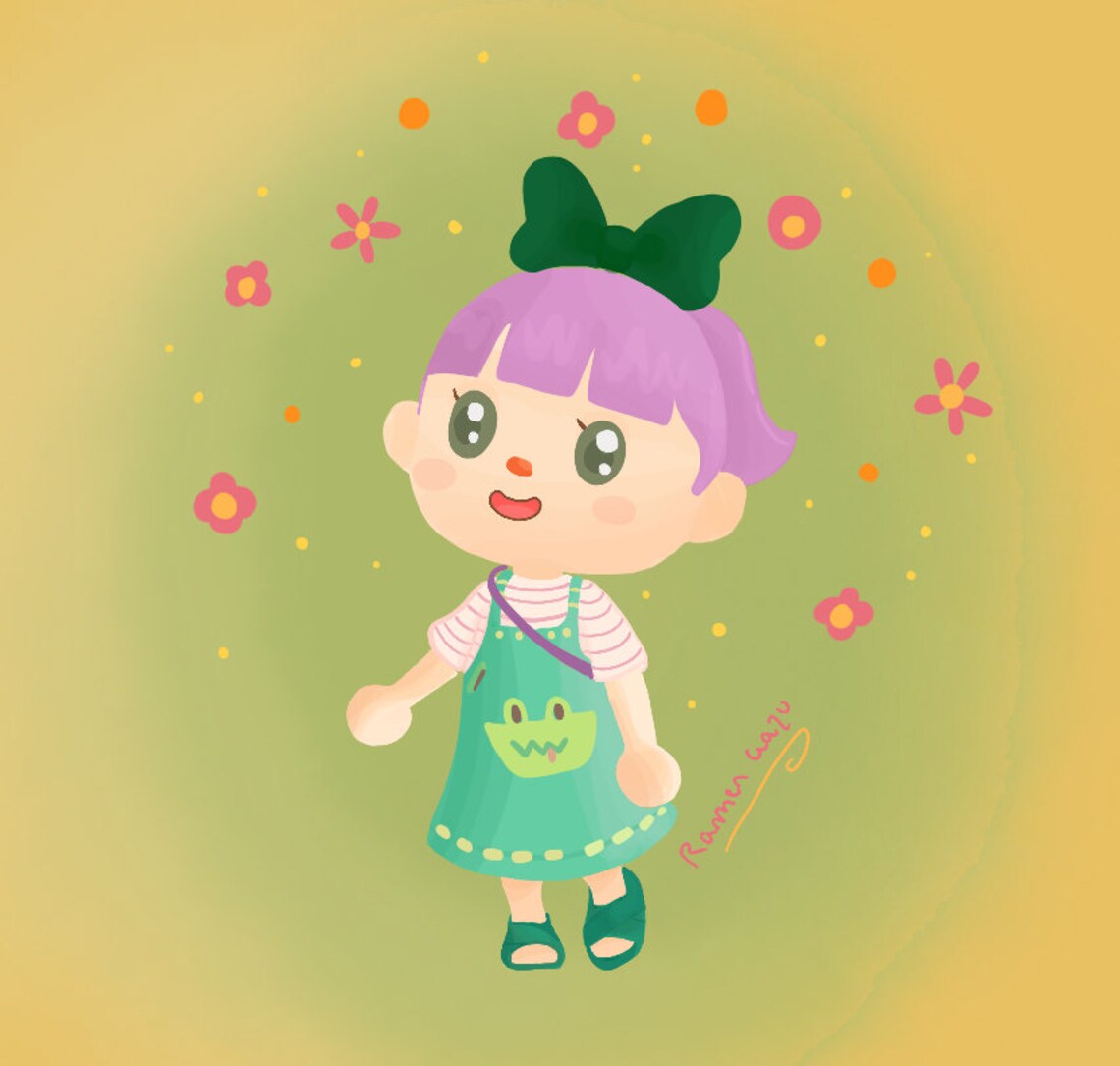 Drawing of Your Acnh/acpc Character and Villager, Animal Crossing ...