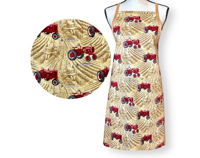 Farmall Tractor Apron, One of A Kind Design, Farmhouse Apron, Men's ...