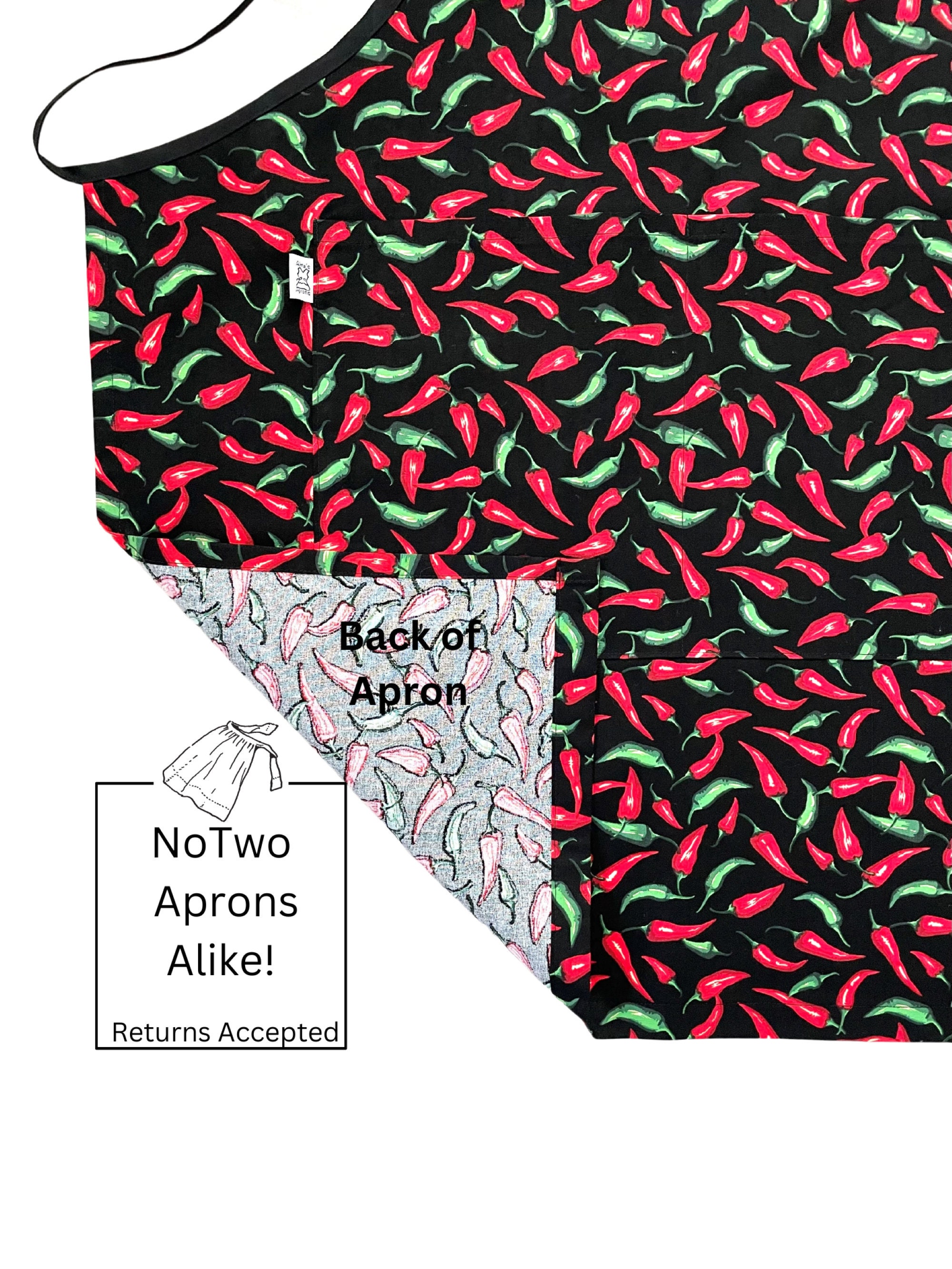 Chili Pepper Apron, Gourmet Cooking Apron, Hot Peppers Bib Apron, Tex ...