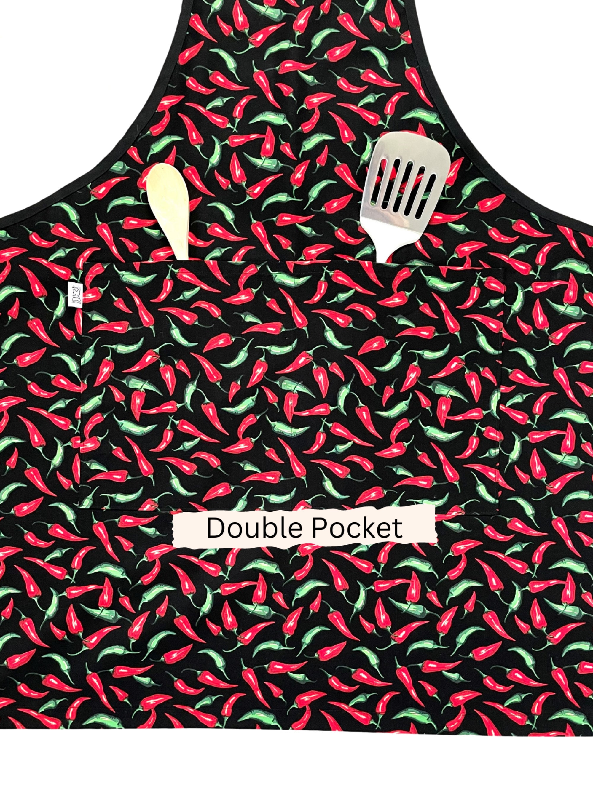 Chili Pepper Apron, Gourmet Cooking Apron, Hot Peppers Bib Apron, Tex ...