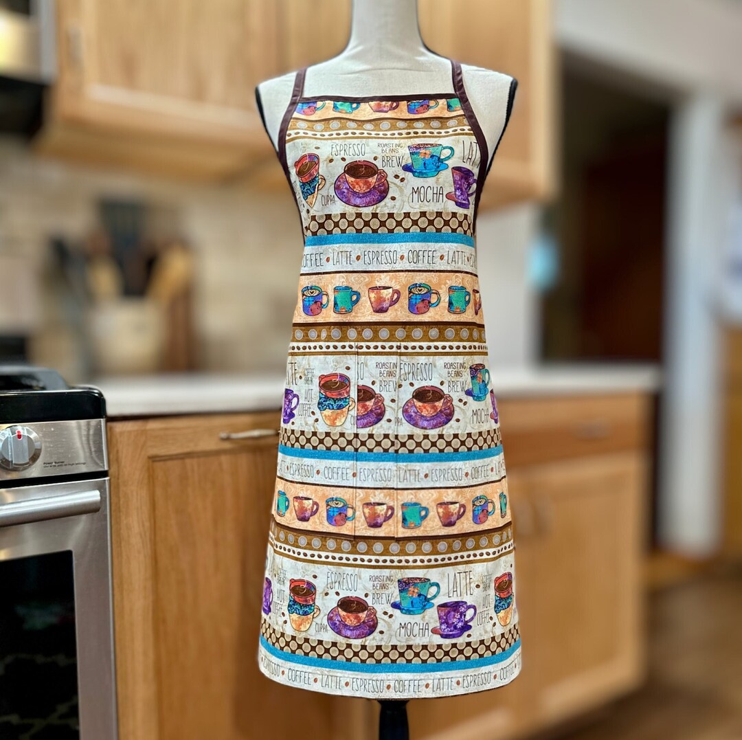 Cafe Core Style Apron: Adorable Mugs and Cups Print, Perfect Gift for ...