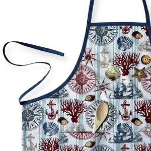 Nautical Apron for Women and Men, Cotton Apron for the Beach ...