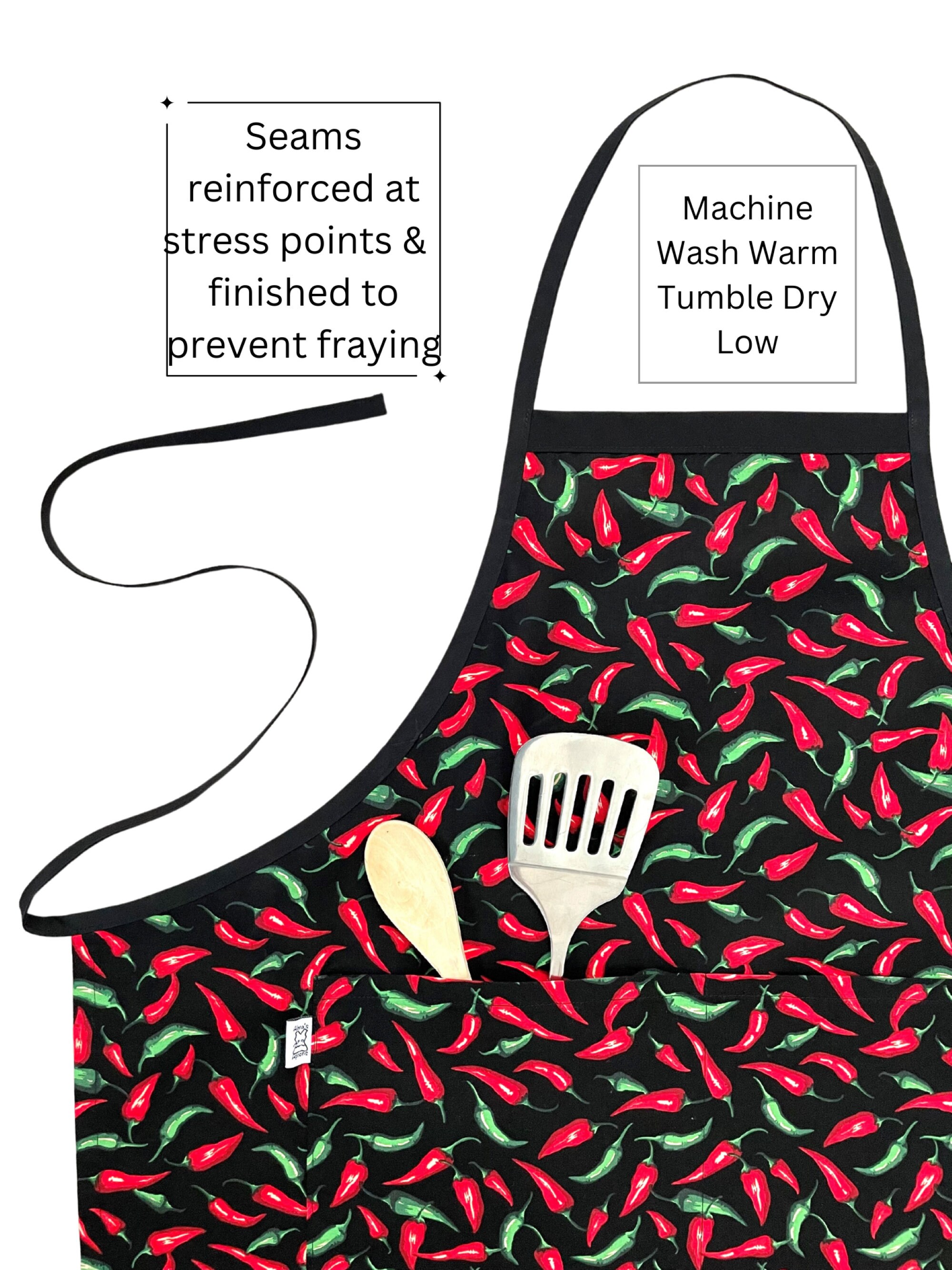 Chili Pepper Apron, Gourmet Cooking Apron, Hot Peppers Bib Apron, Tex ...