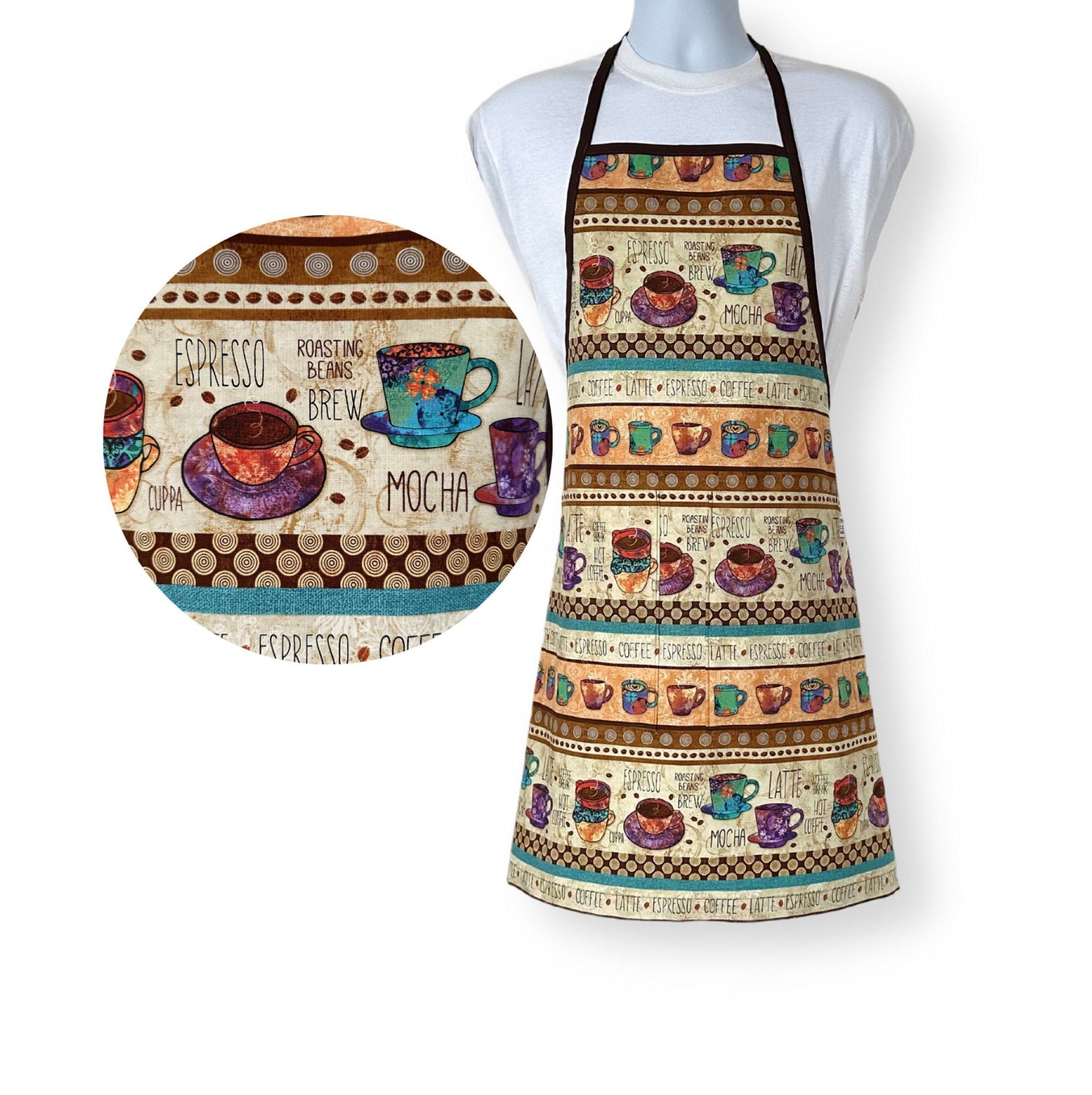 Cafe Core Style Apron: Adorable Mugs and Cups Print, Perfect Gift for ...