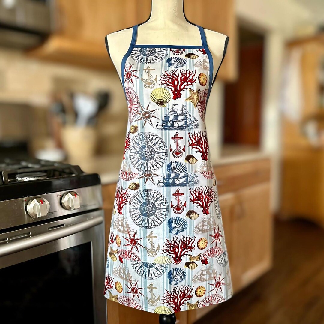 Nautical Apron for Women and Men, Cotton Apron for the Beach ...