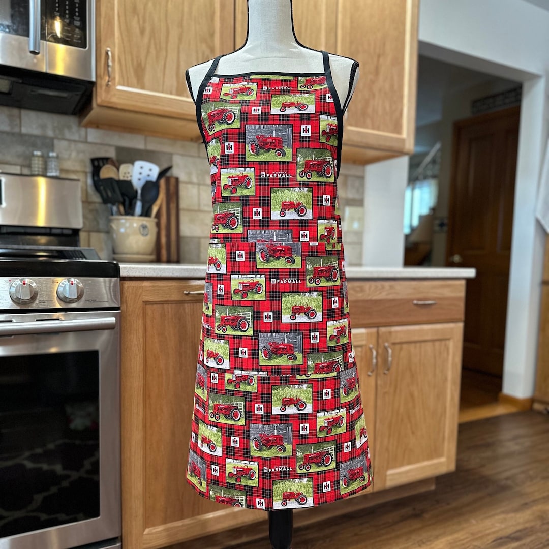 Cotton Farmall Tractor Apron, Plus Size Apron, Unique Design, Upcycled ...