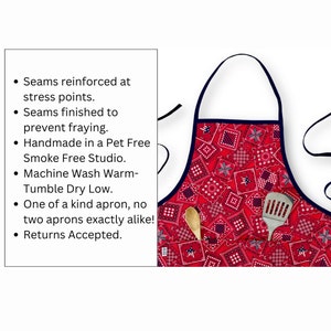 Red Bandana Print Cotton Apron: Americana BBQ Apron With Double Pocket ...