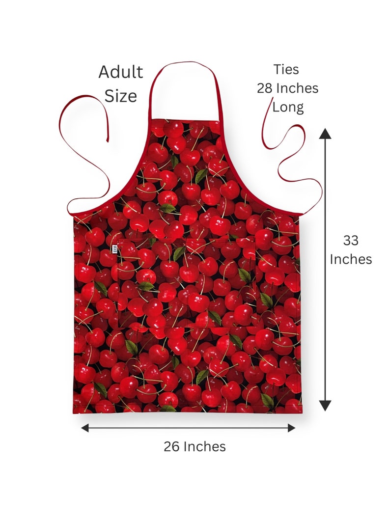 Cherry Apron Cute Cherries Apron Apron With Pockets Fun - Etsy