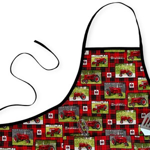 Cotton Farmall Tractor Apron, Plus Size Apron, Unique Design, Upcycled ...