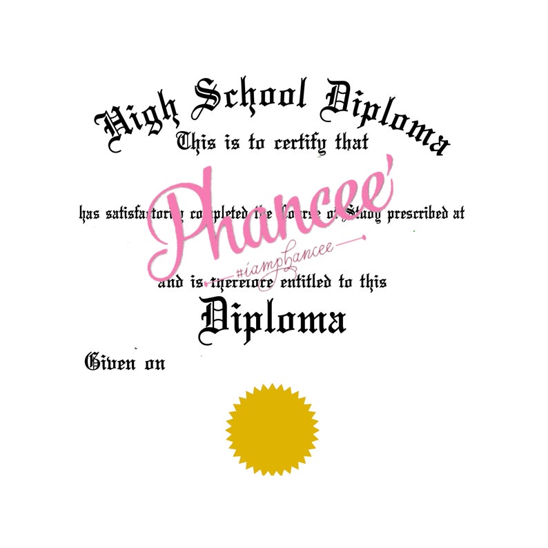 High School Diploma PNG/ Shirts, Pillows and More - Etsy