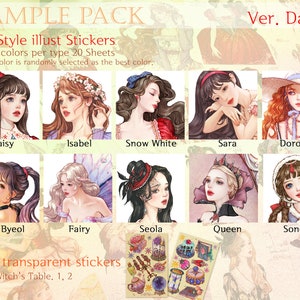 Sample Pack / Girl Stickers 20 + Transparent Sticker 2 / 6type - Etsy